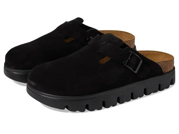 BIRKENSTOCK Boston Chunky Suede Clogs - Black
