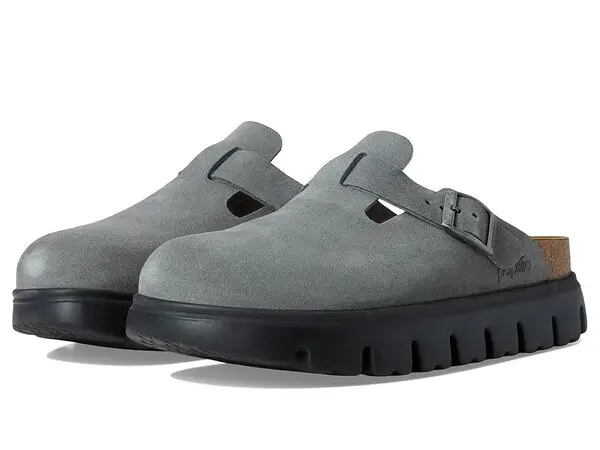BIRKENSTOCK Boston Chunky Suede Clogs - Gray