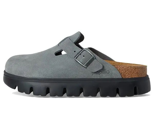 BIRKENSTOCK Boston Chunky Suede Clogs - Gray