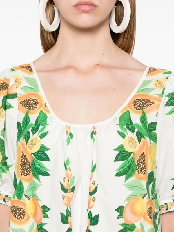 Farm Rio Papaya Salad Scarf Mini Dress In White - 60% Off | Editorialist