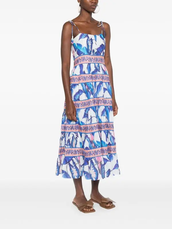 Farm Rio Foliage Midi Dress In Blue - 30% Off | Editorialist