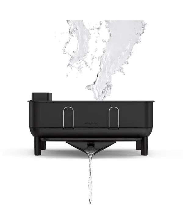 SIMPLEHUMAN Compact Steel Frame Dish Drying Rack With Swivel Spout Drain - Matte Blac