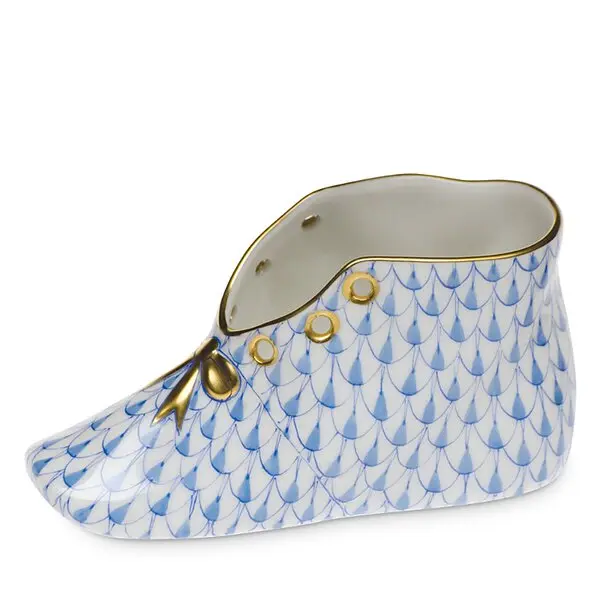 HEREND Porcelain Baby Shoe - Blue