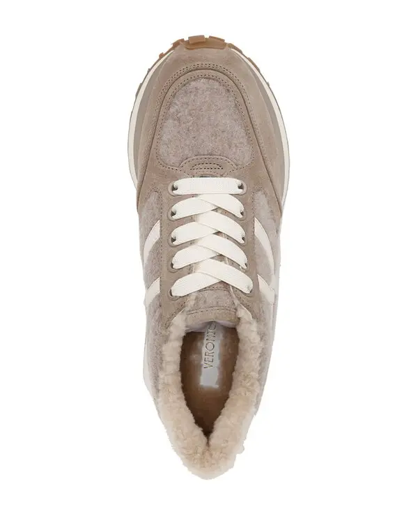 Veronica Beard Valentina 3 Shearling Sneakers - Cobblestone