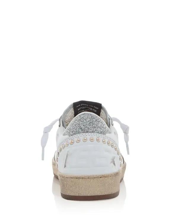 GOLDEN GOOSE Ball Star Embellished Low Top Sneakers - White/silver