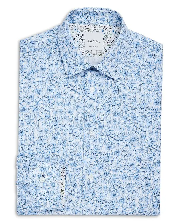 Paul Smith Cotton Floral Print Slim Fit Dress Shirt In Light Blue - 42% Off  | Editorialist