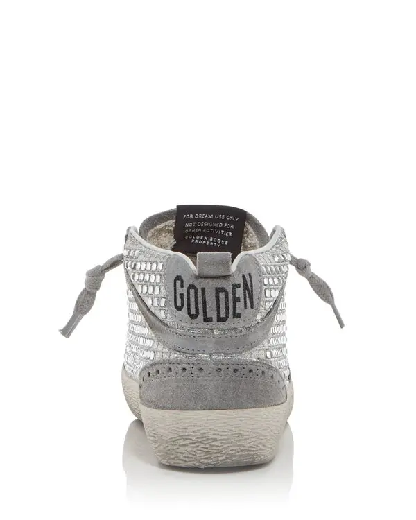 GOLDEN GOOSE Mid Star Embellished Mid Top Sneakers - Silver