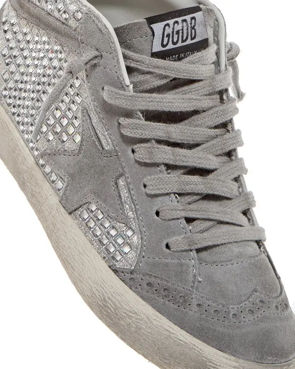 GOLDEN GOOSE Mid Star Embellished Mid Top Sneakers - Silver