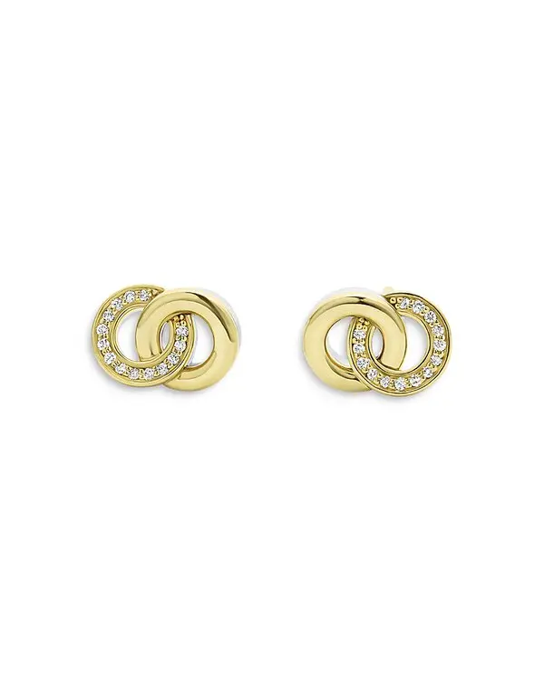 Lagos 18k Yellow & Sterling Silver Diamond Interlocking Stud Earrings - Gold