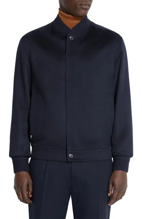 Zegna Oasi Cashmere Elements Water Repellent Bomber Jacket - Navy