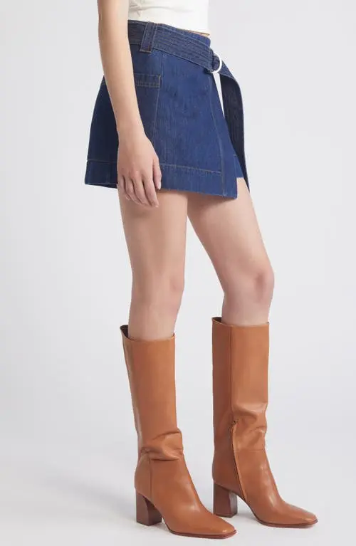 Rails Deanna Belted Denim Wrap Miniskirt