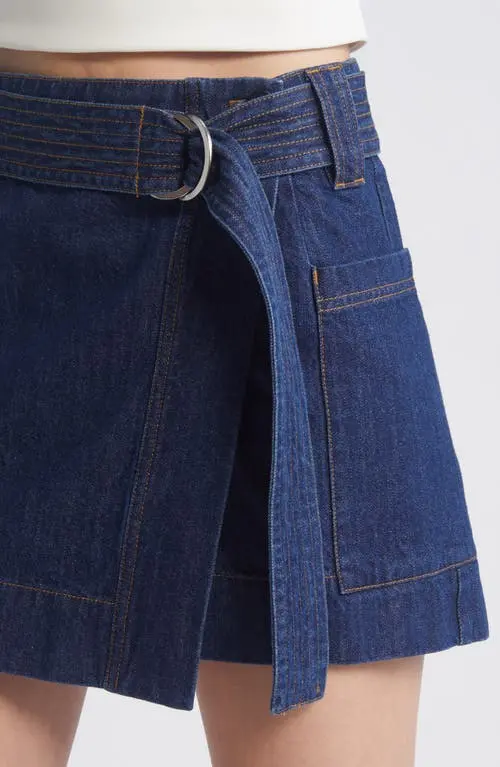 Rails Deanna Belted Denim Wrap Miniskirt