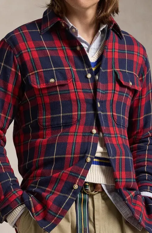 Ralph Lauren Plaid Flannel Elbow Patch Button-up Overshirt