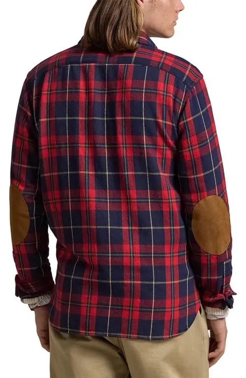 Ralph Lauren Plaid Flannel Elbow Patch Button-up Overshirt