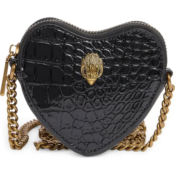 Kurt Geiger Micro Heart Leather Crossbody Bag - Black