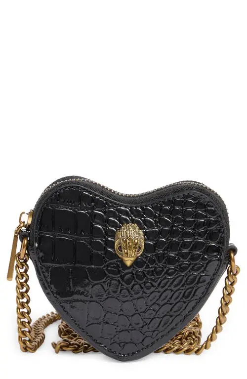 Kurt Geiger Micro Heart Leather Crossbody Bag - Black