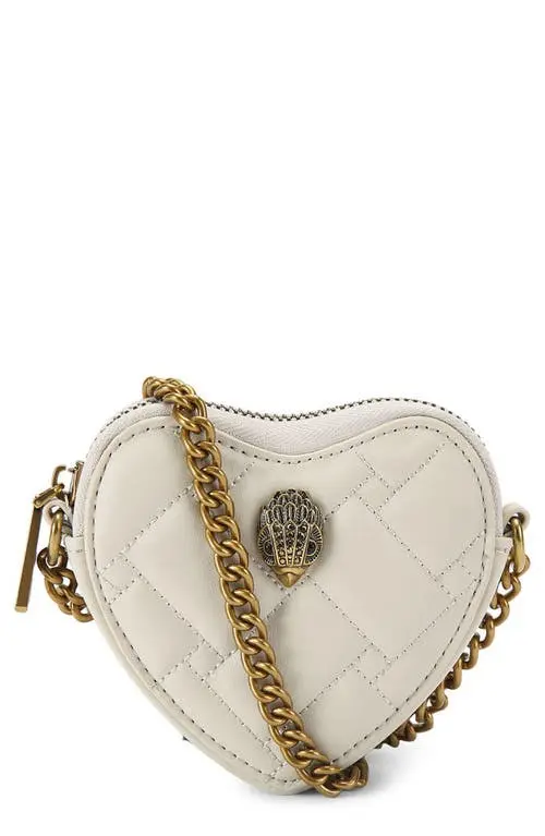 Kurt Geiger Micro Heart Leather Crossbody Bag - Bone