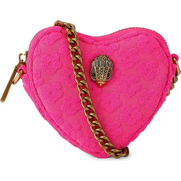 Kurt Geiger Micro Heart Leather Crossbody Bag - Bright Pink