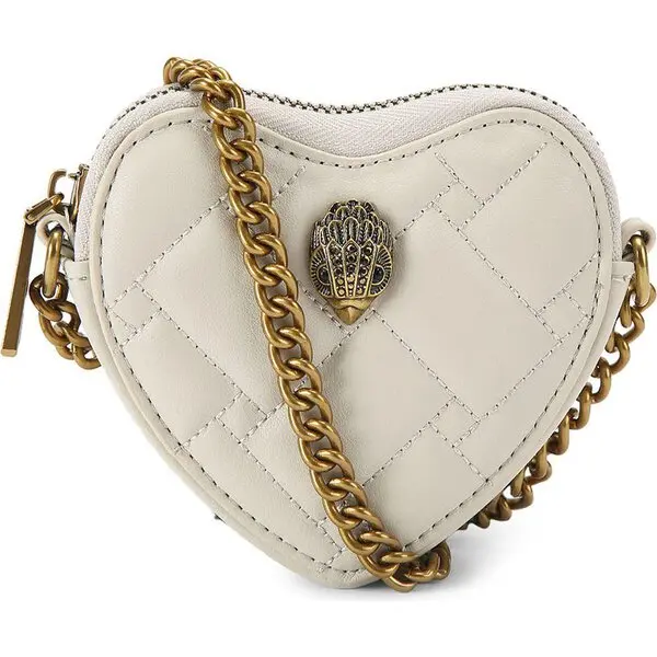 Kurt Geiger Micro Heart Leather Crossbody Bag - Natural