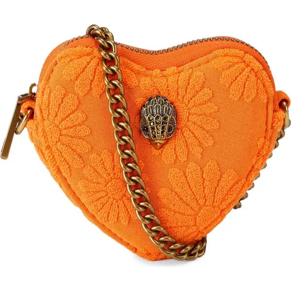 Kurt Geiger Micro Heart Leather Crossbody Bag - Orange