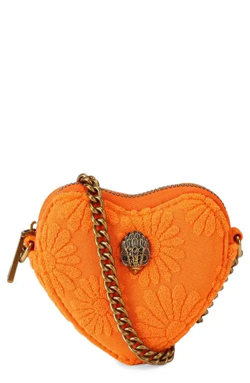 Kurt Geiger Micro Heart Leather Crossbody Bag - Orange
