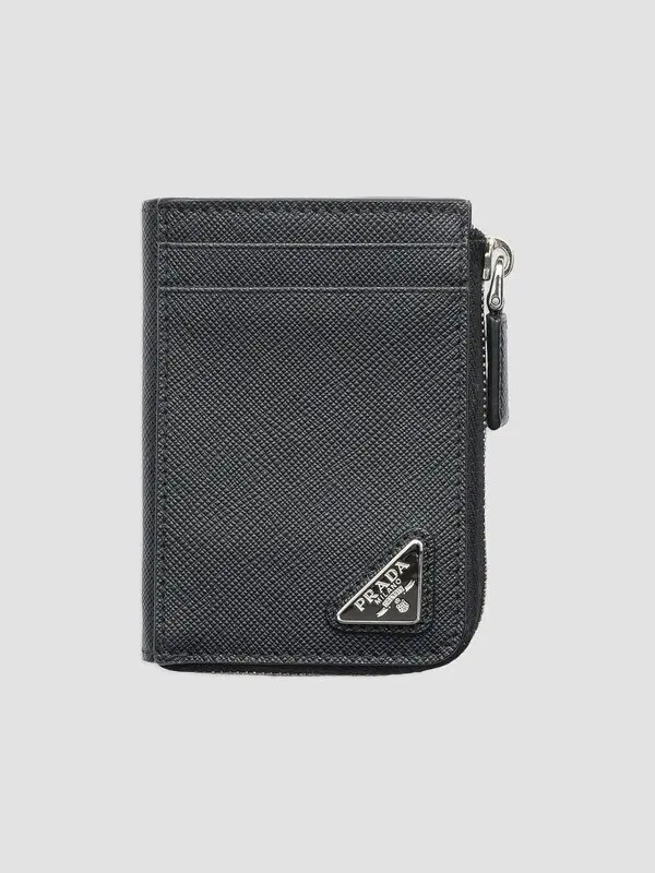 Prada Saffiano Leather Card Holder - Black