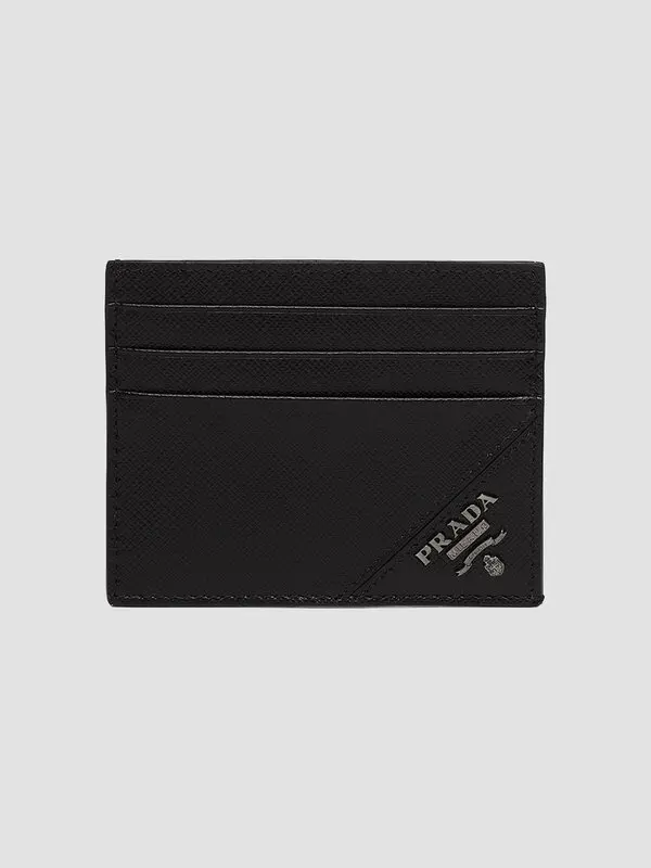 Prada Saffiano Leather Card Holder - Black