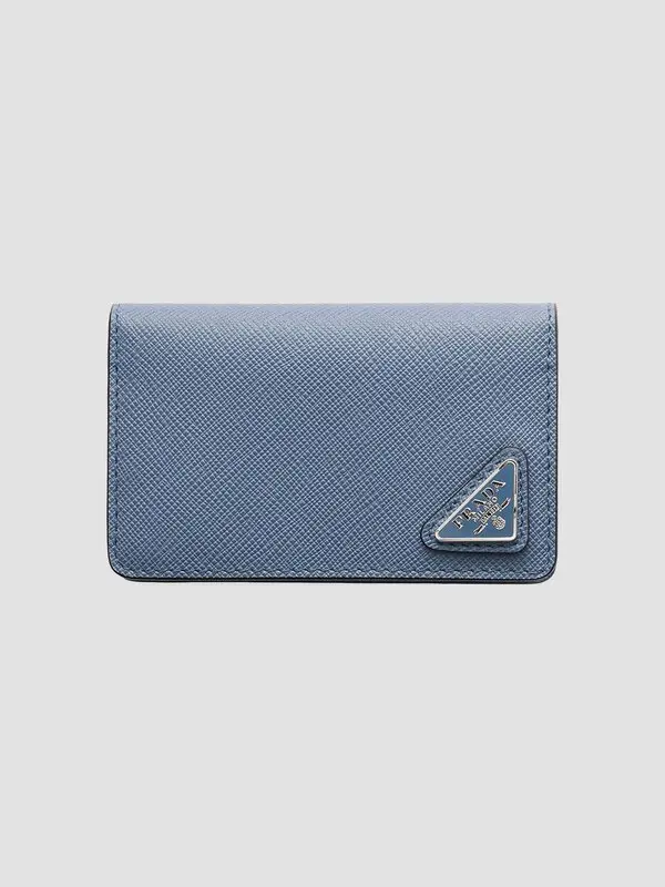 Prada Saffiano Leather Card Holder - Blue