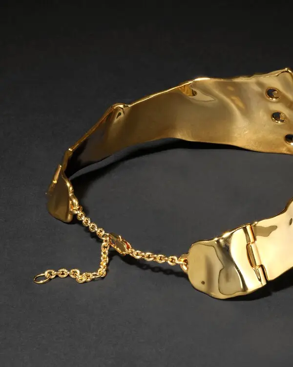 Alexis Bittar Solanales Crystal Lace Up Collar Necklace - Gold