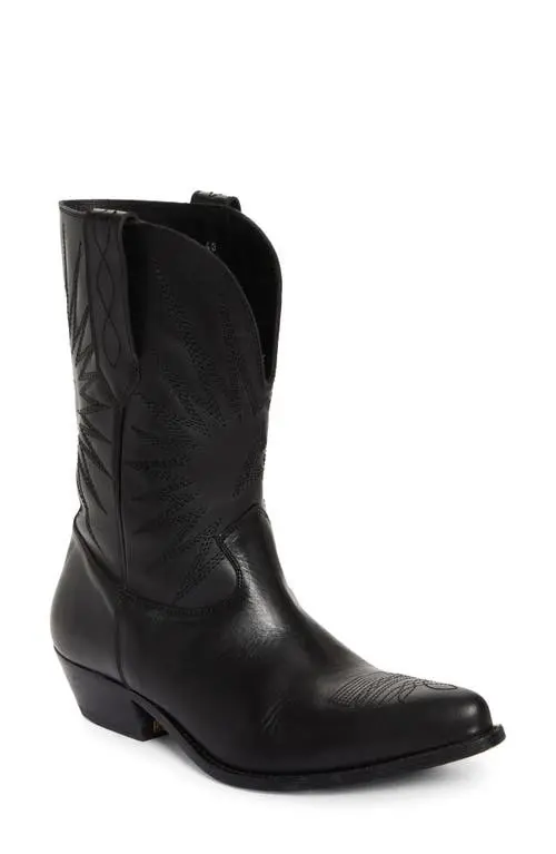 GOLDEN GOOSE Wish Star Pointed Toe Western Boots - Black