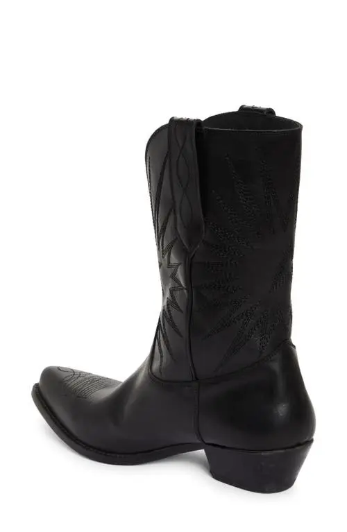GOLDEN GOOSE Wish Star Pointed Toe Western Boots - Black