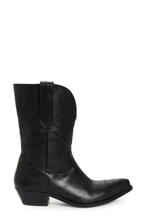 GOLDEN GOOSE Wish Star Pointed Toe Western Boots - Black