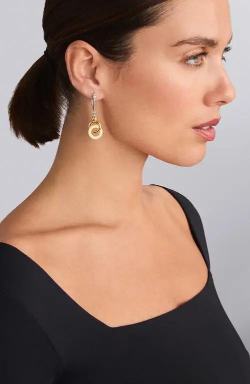 Lagos Signature Caviar Interlocking Diamond Drop Earrings