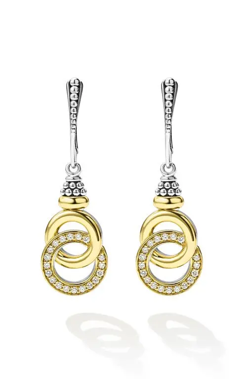 Lagos Signature Caviar Interlocking Diamond Drop Earrings