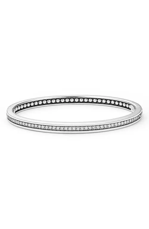 Lagos Caviar Spark Diamond Bangle Bracelet - Silver