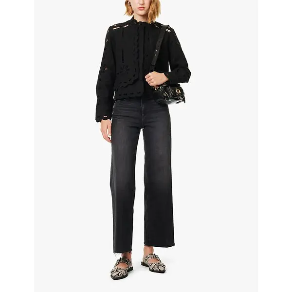 Paige Anessa Wide-leg Jeans - Viper Black Distressed