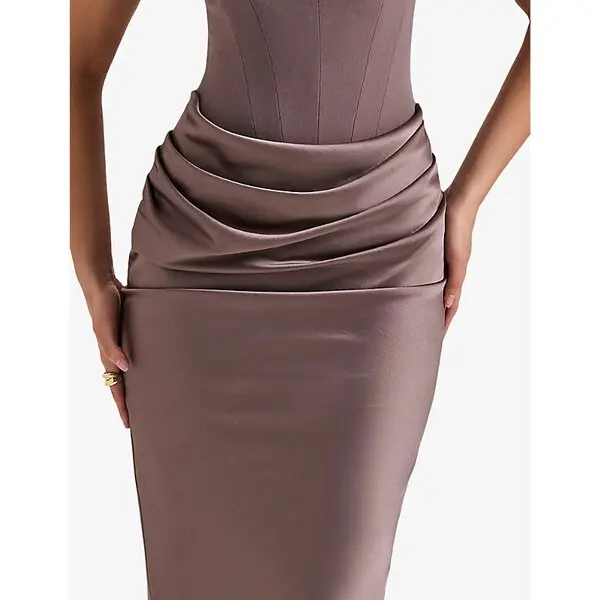 house of cb persephone dress brown House of CB 'Persephone' Dress in Smoke  HONEY HIRE BOUTIQUE