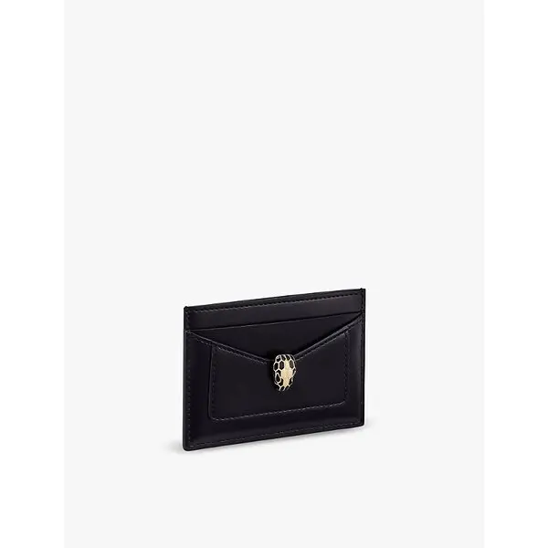 BVLGARI Serpenti Forever Snakehead-embellished Leather Card Holder - Black