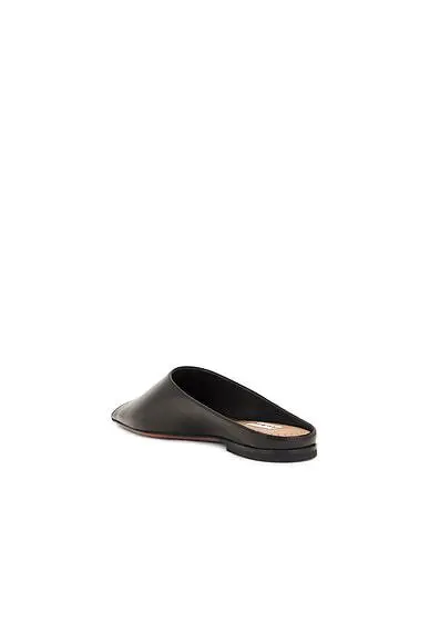 Alaïa Black Leather Square Toe Flat Mules