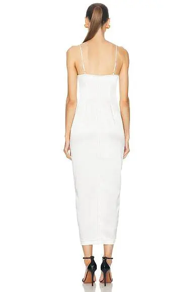 FLEUR DU MAL Silk Maxi Dress With Lace Cups