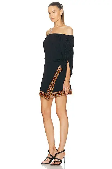 Rabanne Off The Shoulder Pleated Sleeves Dress