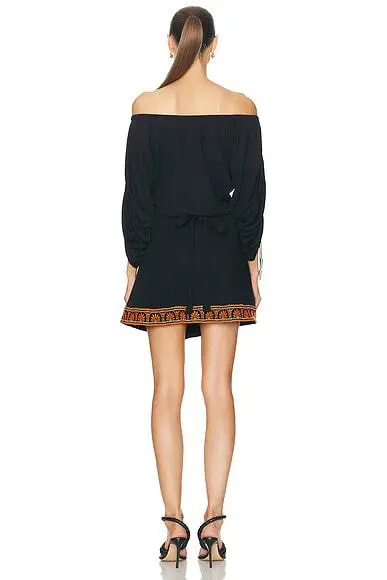 Rabanne Off The Shoulder Pleated Sleeves Dress