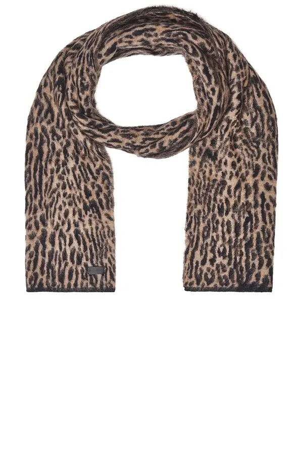 Saint Laurent Knit Scarf In Beige - Beige & Black