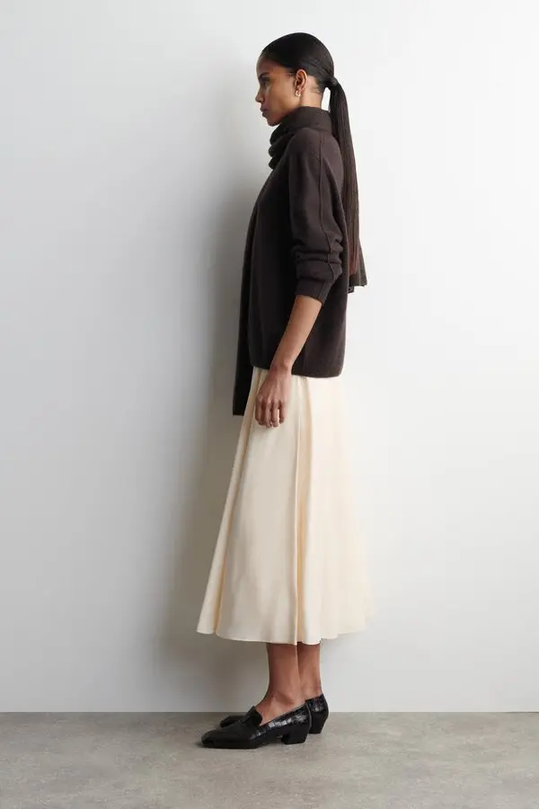 Cos Pleated A-line Midi Skirt - Beige