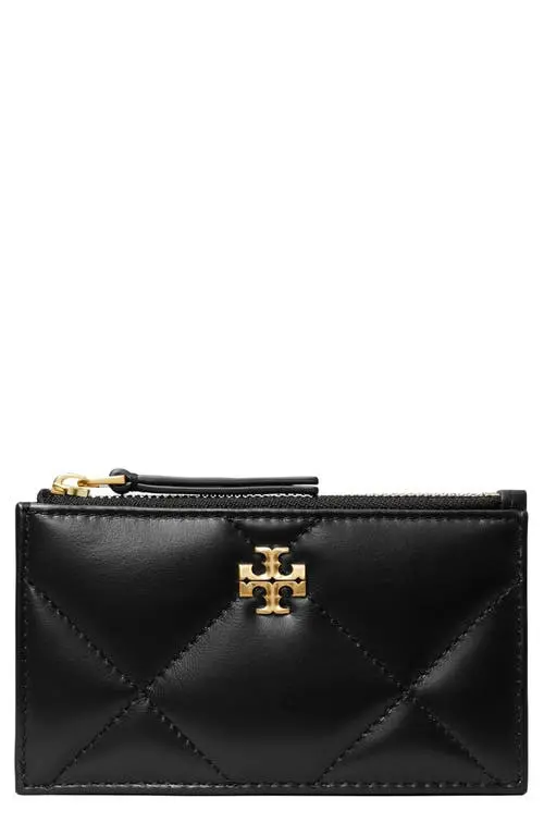Tory Burch Kira Diamond Quilted Leather Zip Card Case - Black