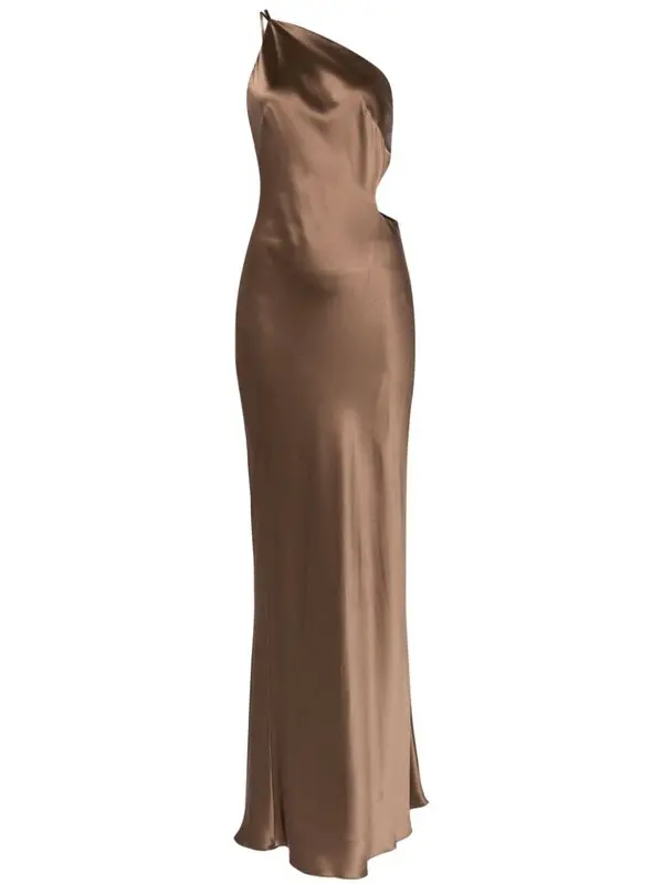 Michelle Mason Asymmetrical Silk Gown - Brown
