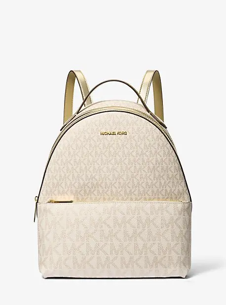 Michael Kors Sheila Medium Signature Logo Backpack - Gold