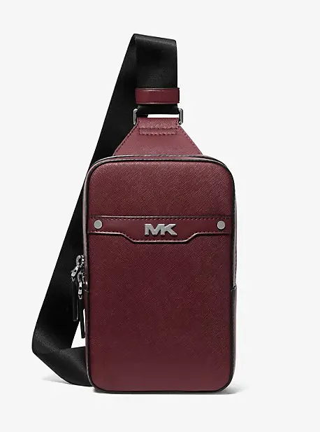 Michael Kors Rivington Leather Sling Pack In Red - 80% Off