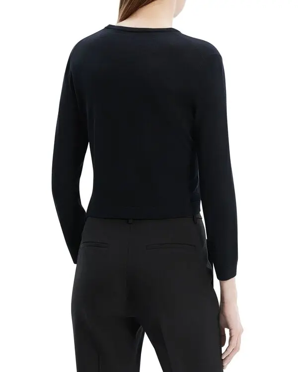 Theory Cropped Wool Cardigan - Black