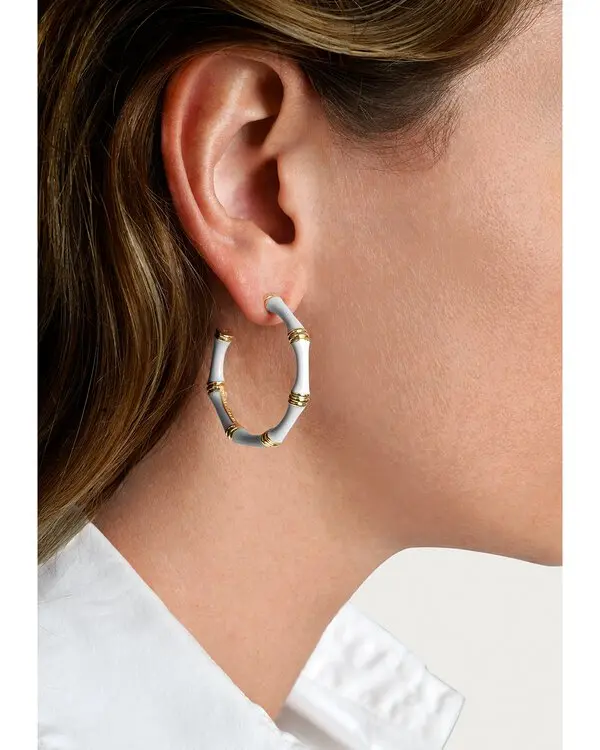 ANABEL ARAM Enamel Bamboo Hoop Earrings